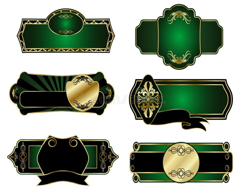 Set of green labels stock vector. Illustration of collection - 14900491