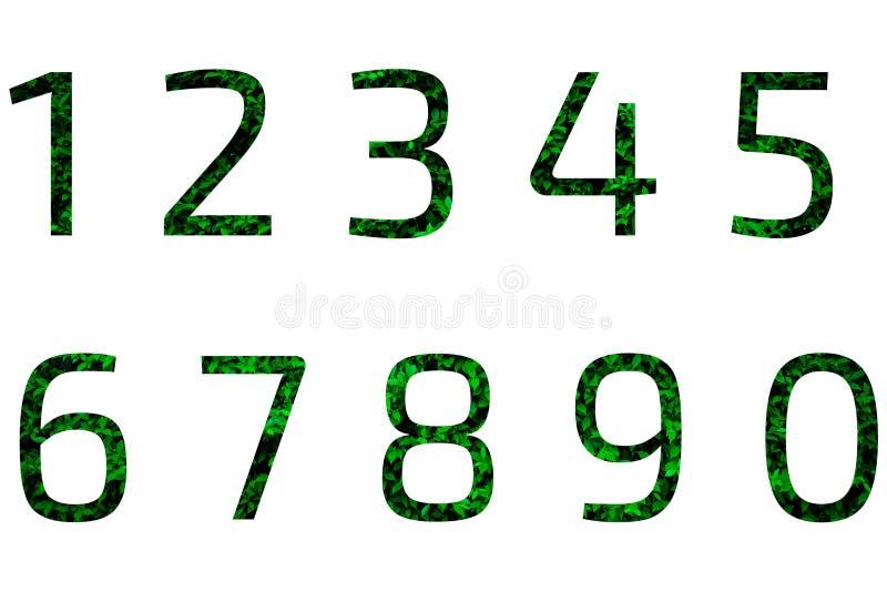 Set of Green Leaves Background Design Number 1 To 0 Stock Illustration ...