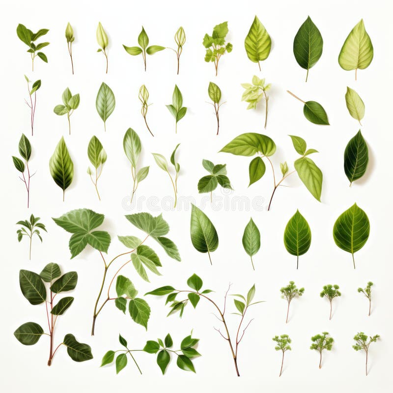 Hyper-realistic Green Leaf Illustrations with Detailed Flora Stock ...