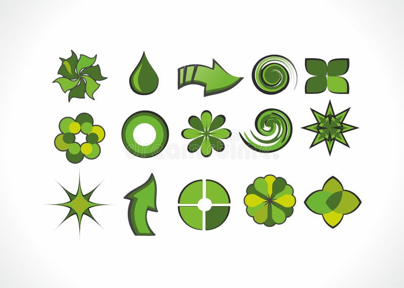Set of green logo elements stock illustration. Illustration of natural ...