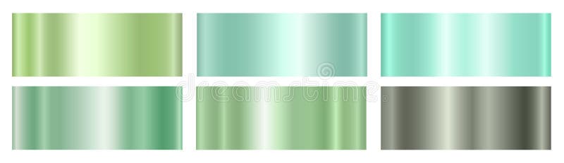 A Set of Green Metallic Glossy Gradients on a White Background Texture ...