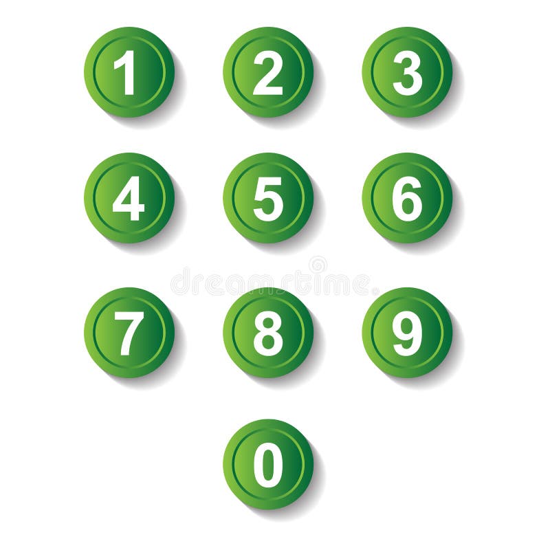 Number Set Button, 1-9 Numbers Stock Vector - Illustration of list ...