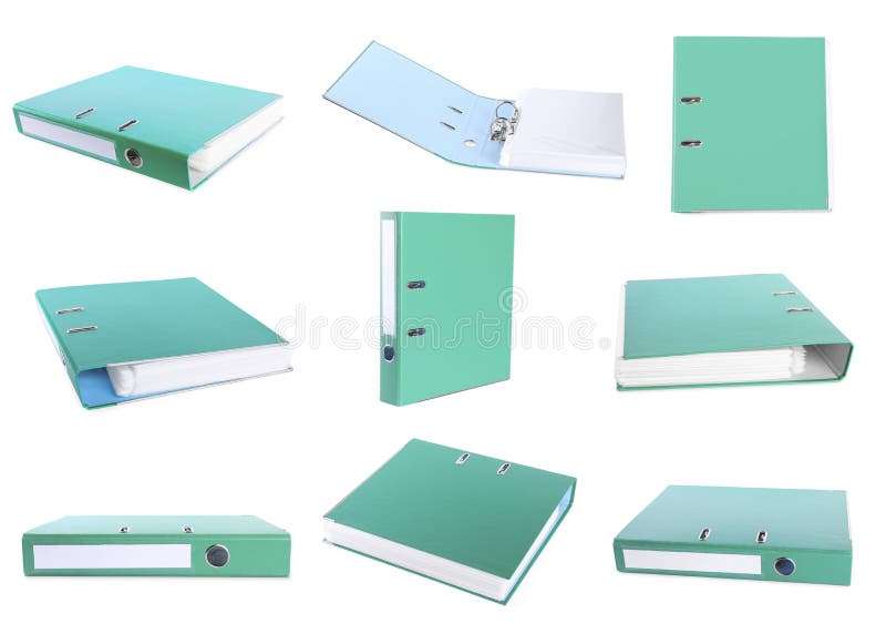 Set with Green Office Folders on White Background. Banner Design Stock ...