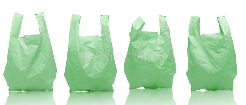 Set of Set of Green Plastic Bag Isolated on White Background Stock ...