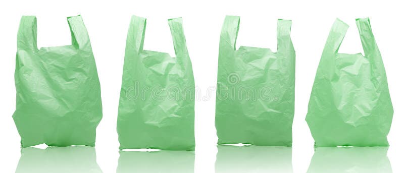 Set of Set of Green Plastic Bag Isolated on White Background Stock ...