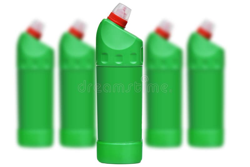 Set of Green Plastic Bottle with Liquid for Cleaning at Home Stock ...