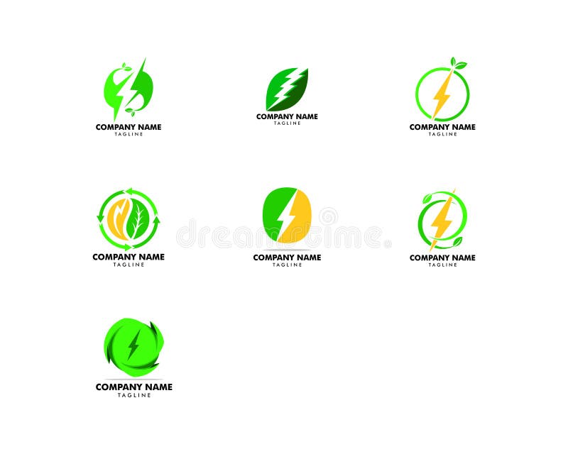 Set of Green Power Energy Logo Design Element Stock Vector ...