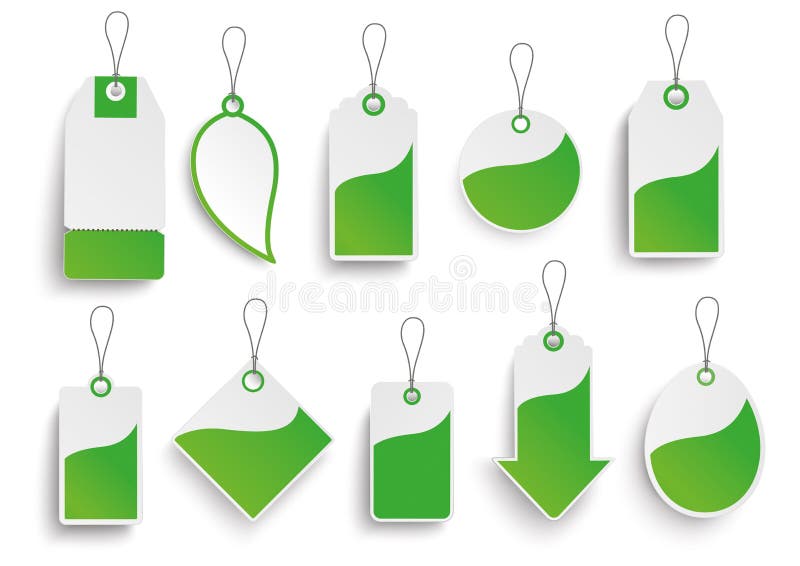 Set of Green Price Stickers Stock Vector - Illustration of sale ...