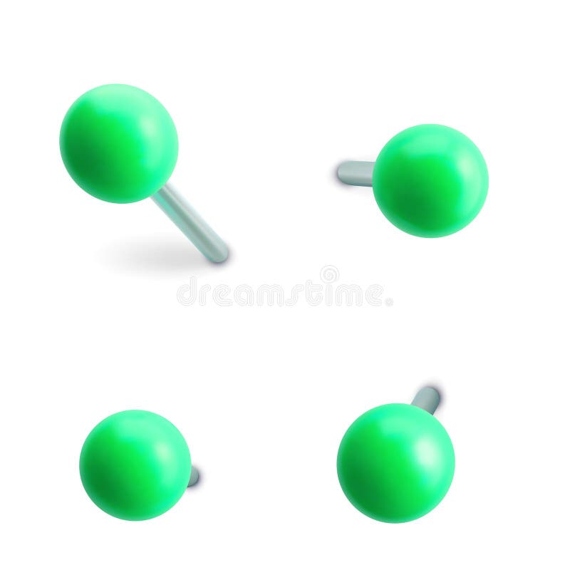 Set of Green Push Pins Mockup for Office and Design Vector Stock Vector ...