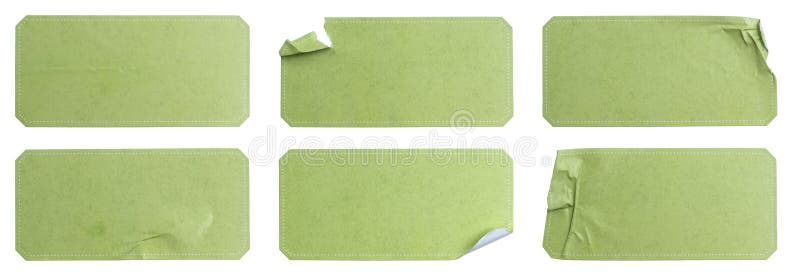 Set of Green Rectangular Paper Sticker Label Stock Photo - Image of ...