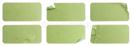 Set of Green Rectangular Paper Sticker Label Stock Photo - Image of ...