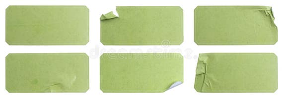 Set of Green Rectangular Paper Sticker Label Stock Photo - Image of ...