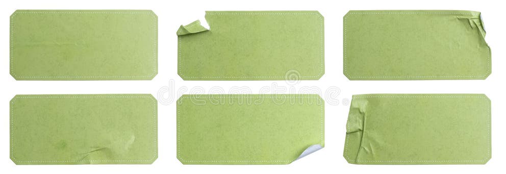 Set of Green Rectangular Paper Sticker Label Stock Photo - Image of ...
