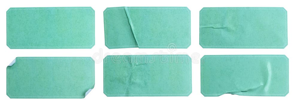 Set of Green Rectangular Paper Sticker Label Isolated on White ...