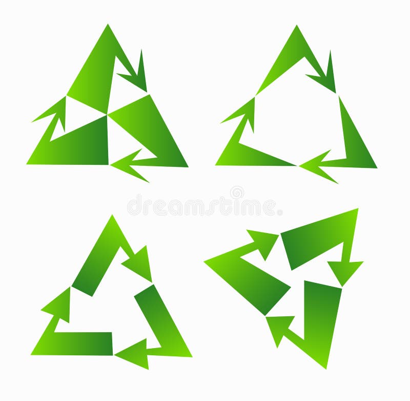 Set of Green Recycle Sign Design on Triangle Stock Vector ...