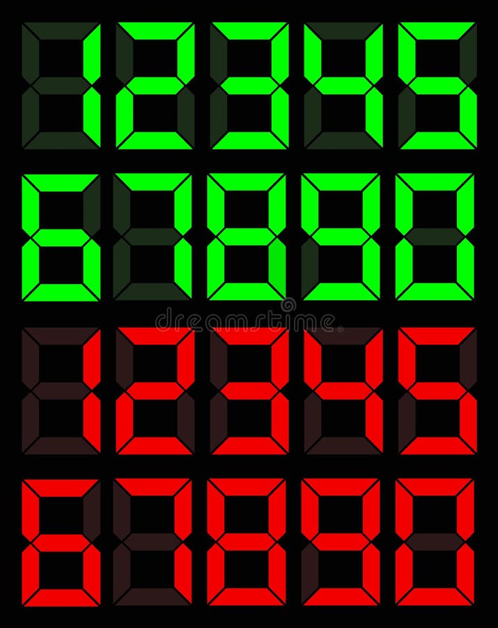 Set of red digital number stock vector. Illustration of numeral - 26022360