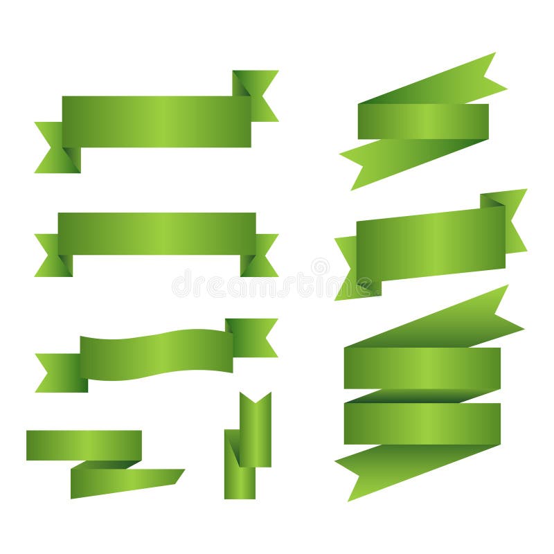 Set of Green Ribbon. stock illustration. Illustration of template ...