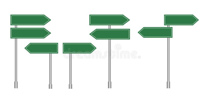 Set Green Road Signs Blank Traffic Plate Signs Vector Stock Vector - Illustration of post ...