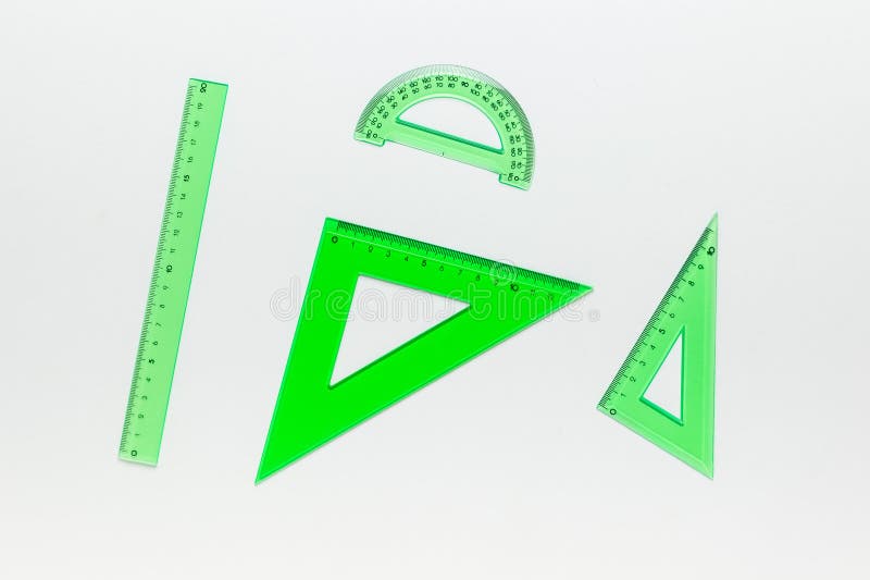 A Set of Green Rulers on a White Background Stock Image - Image of ...