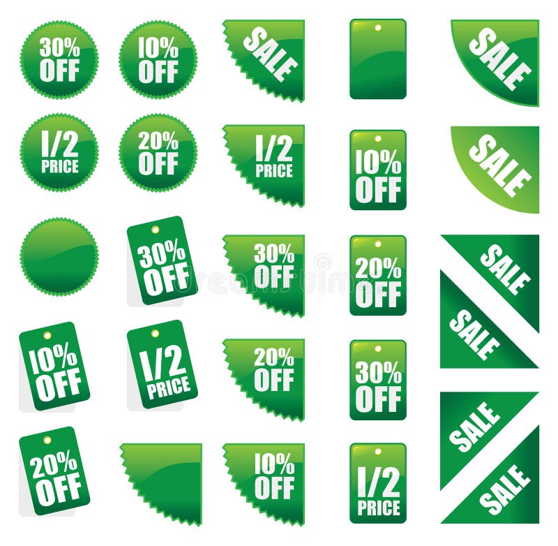 Set of green sales signs stock vector. Illustration of market - 22259249