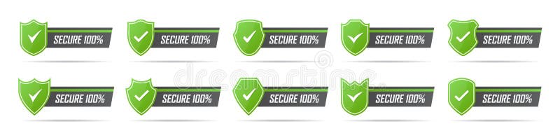Set of Green Secure Badge Icons with Shadow Stock Vector - Illustration ...