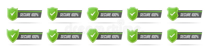 Set of Green Secure Badge Icons with Shadow Stock Vector - Illustration ...