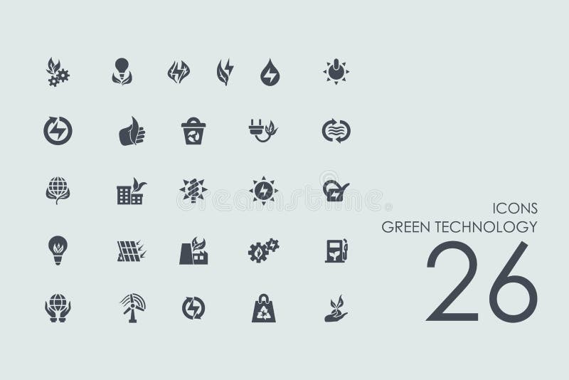 Set of Green Technology Icons Stock Vector - Illustration of color ...