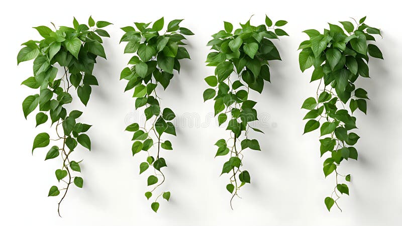 A Set of Green Trailing Plants Isolated on a White Background. Perfect ...
