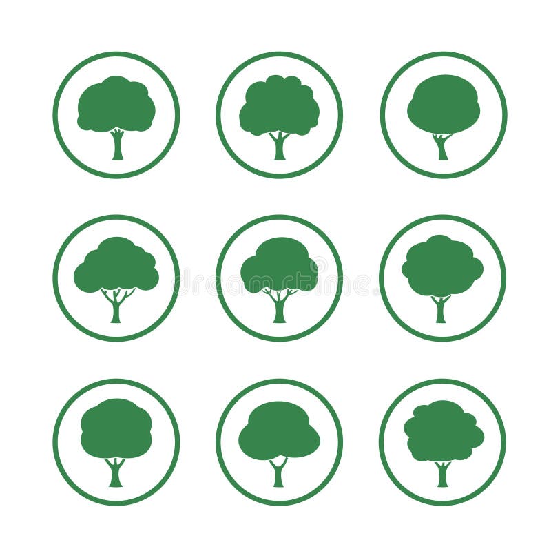 Set of Green Tree Icon. Vector Illustration. Stock Vector ...