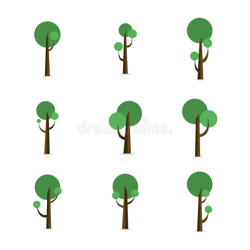 Set or green tree style stock vector. Illustration of floral - 85672755