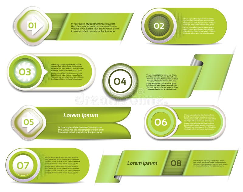 Set of Green Vector Progress, Version, Step Icons Stock Vector ...