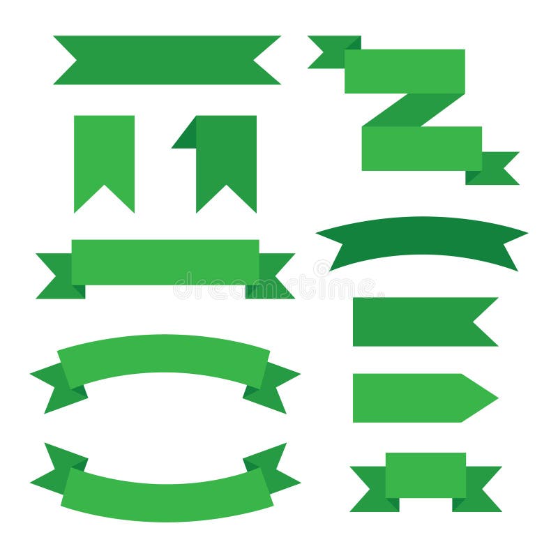 Set of Green Web Graphic Decorative Ribbons Stock Vector - Illustration ...