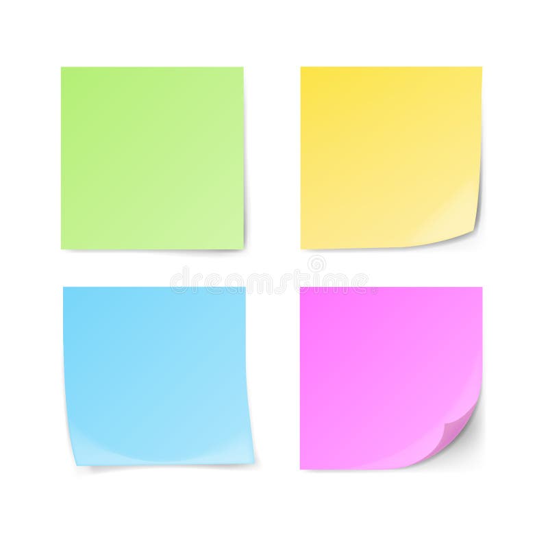 Set of Green, Yellow, Blue, Violet Sticky Notes Stock Vector ...