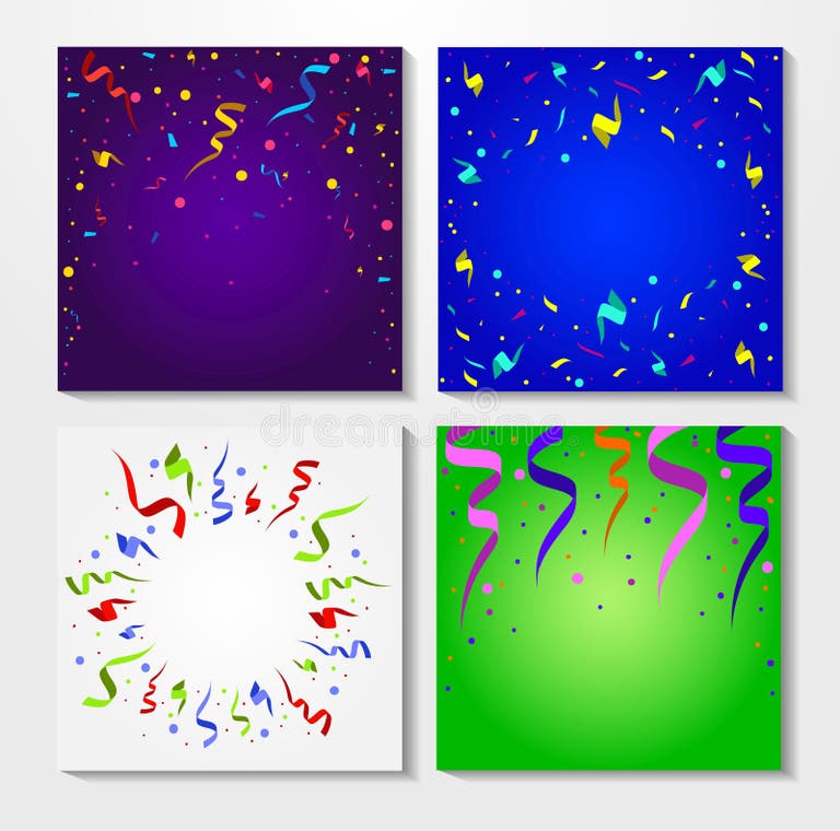 Set of Greeting Banners with Confetti. Congratulations Backgrounds Set ...