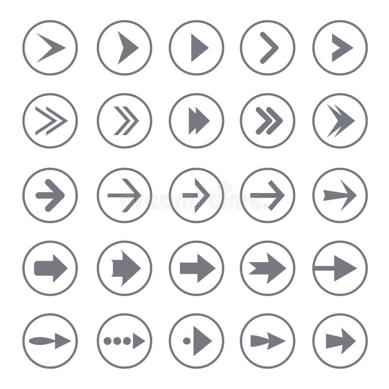 Set of grey arrows stock illustration. Illustration of round - 92327529