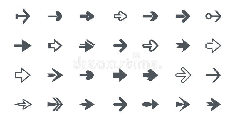 Set of Grey Arrows. Vector Icons Stock Vector - Illustration of ...
