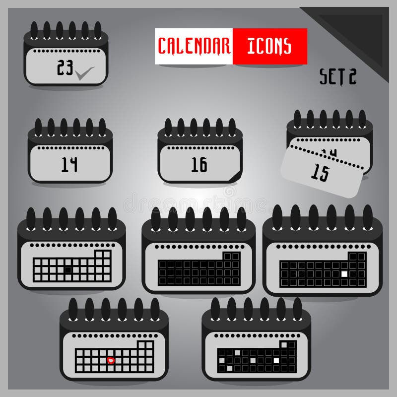 Set of grey calendar icons stock illustration. Illustration of meeting ...