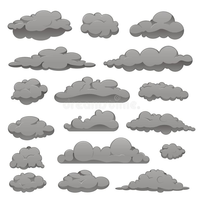 Set of Grey Clouds of Different Forms Vector Stock Vector ...