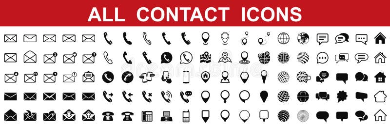 Set Grey Contact Icons, Communication Signs - for Stock Stock Vector ...