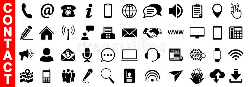 Set Grey Contact Icons, Communication Signs - Vector Stock Vector ...