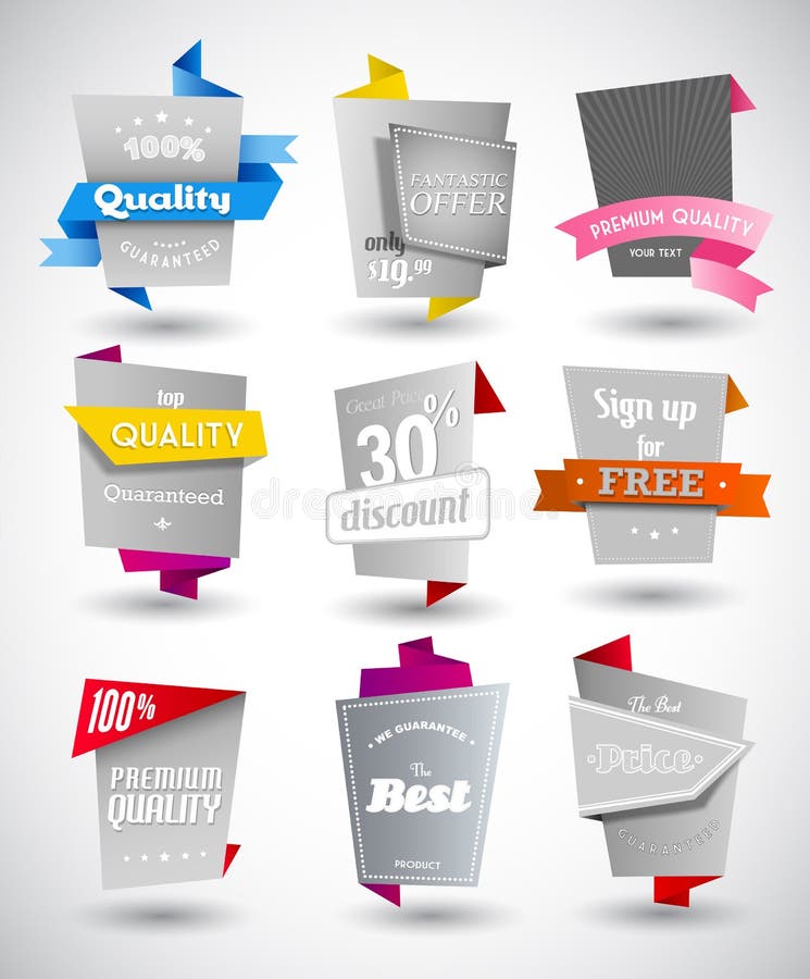 Set of Paper Tag Labels stock vector. Illustration of opinion - 26941665