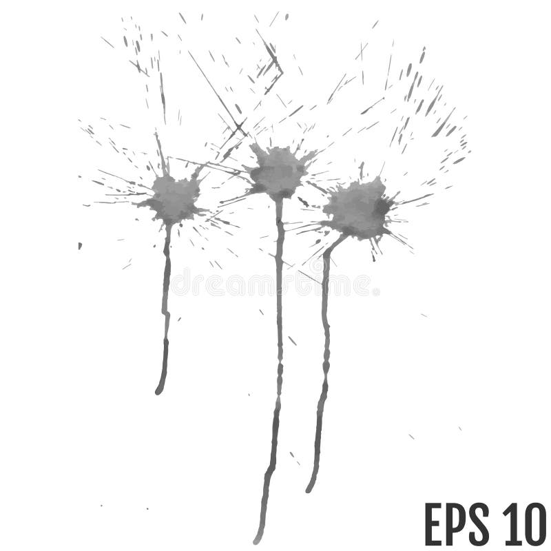 Set of Grey Splash on White Background. Grunge Ink Blots and Drops ...