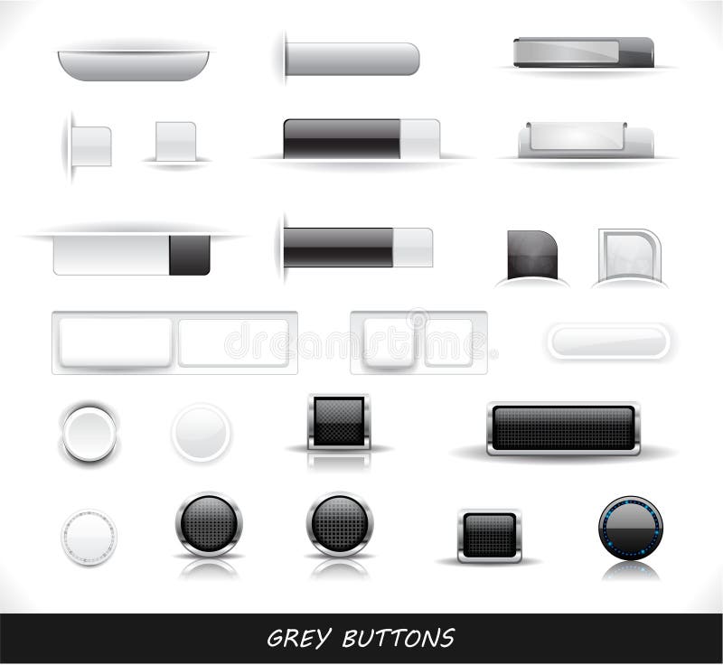 Set of grey web buttons stock vector. Illustration of curve - 21969635