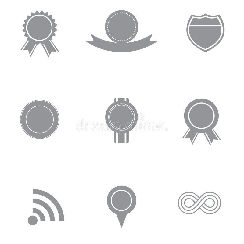 Set of Grey and White Icons Stock Vector - Illustration of medallion ...