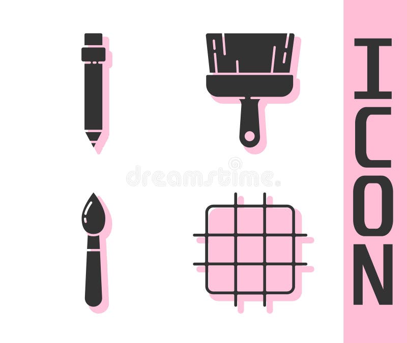 Set Grid Graph Paper, Pencil with Eraser, Paint Brush and Paint Brush ...