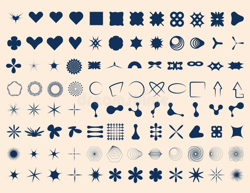 Set of Groovy Elements. Collection of Retro Shapes for Nostalgic Design ...