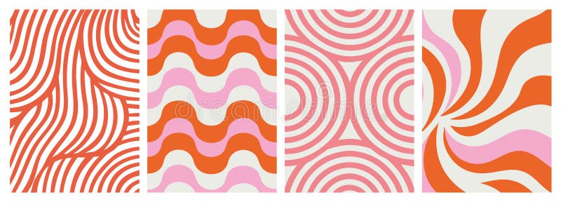 Set of Groovy Pattern Posters. Set of Y2K Wavy Textures. Stock Vector ...