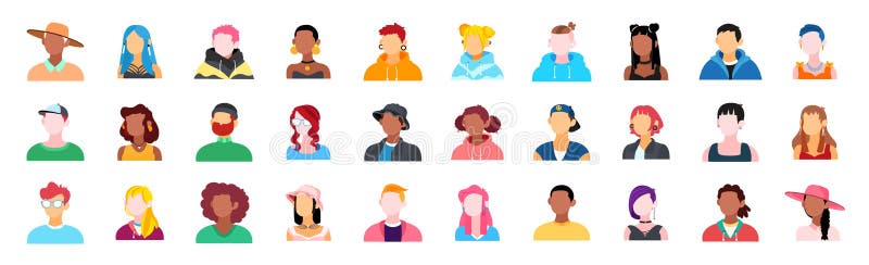Set Group Faces Draw Vector Illustration Stock Vector - Illustration of ...