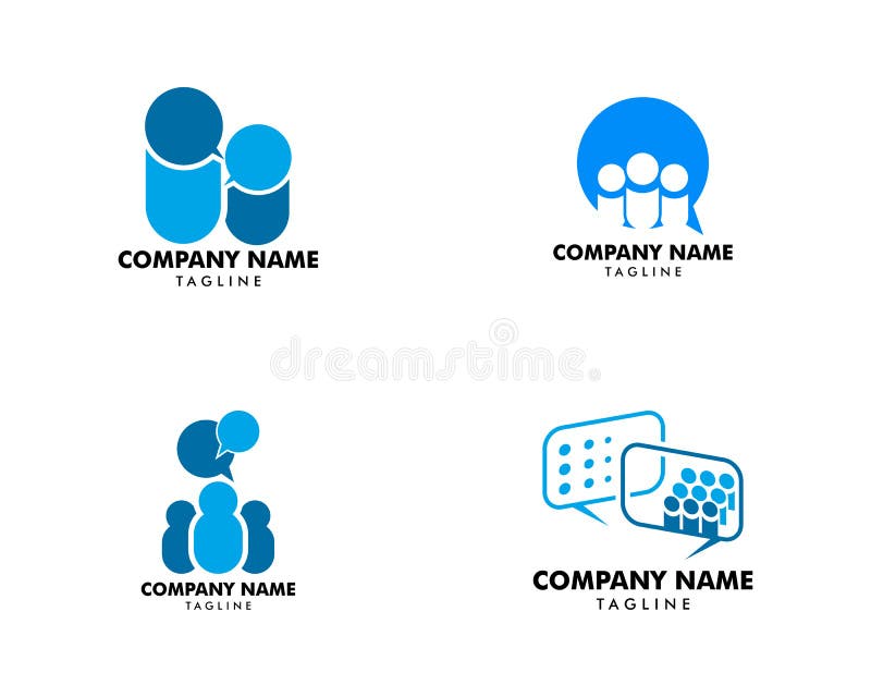 Set of Group People Chat Logo Design Template Stock Vector ...