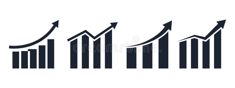 Set of Growing Bar Graph Icon Vector Illustration in Flat Style Stock ...